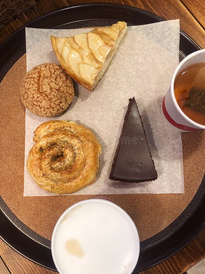Delicious Cakes and Drinks in the Cafe Stock Image - Image of breakfast ...