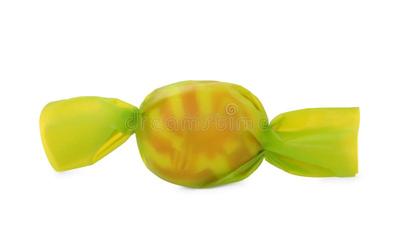 Delicious Candy in Orange Wrapper Isolated on White Stock Image - Image ...