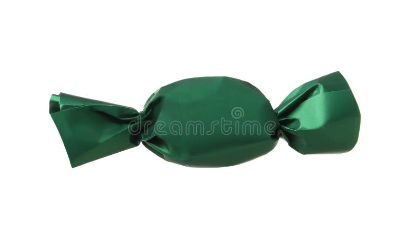 Delicious Candy in Dark Green Wrapper Isolated on White Stock Image ...