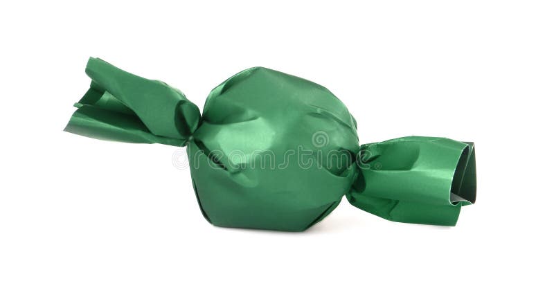 Delicious Candy in Dark Green Wrapper Isolated on White Stock Image ...
