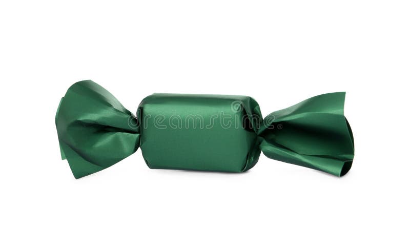 Delicious Candy in Dark Green Wrapper Isolated on White Stock Image ...