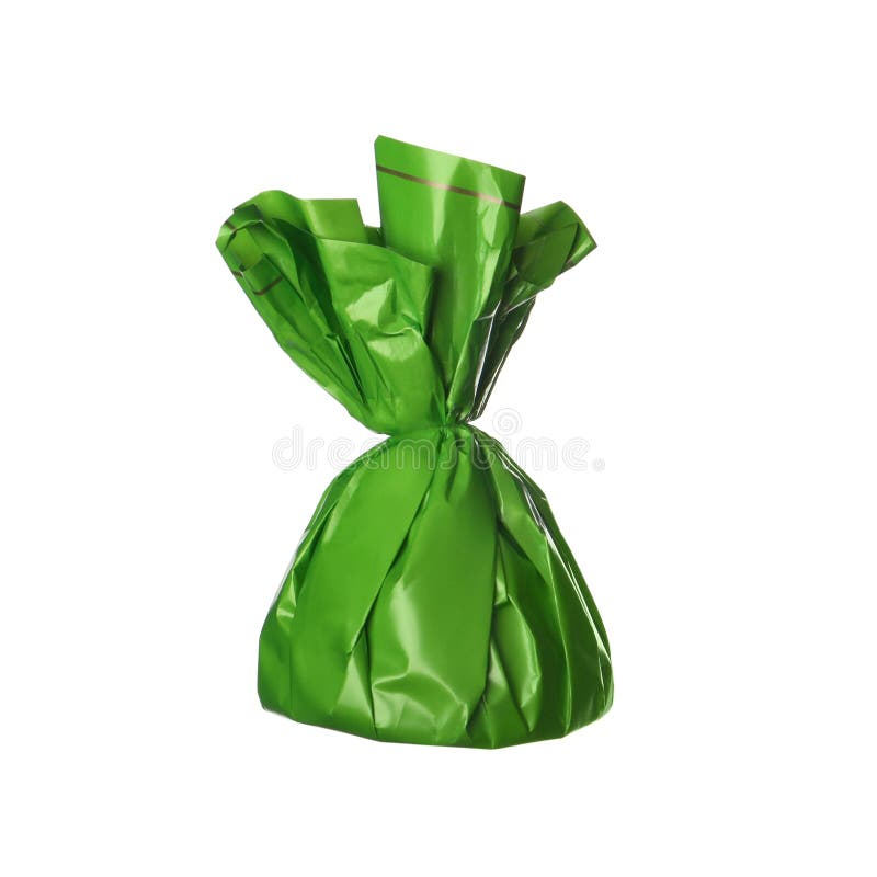 Delicious Candy in Green Wrapper Isolated on White Stock Photo - Image ...