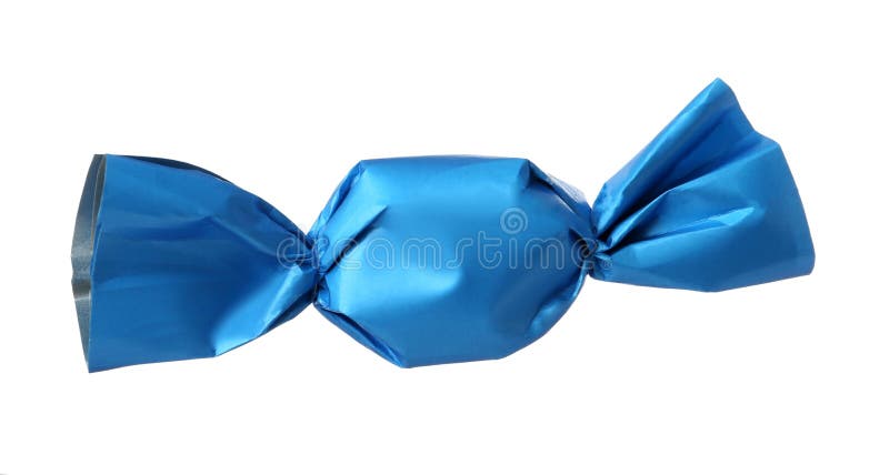 Delicious Candy in Light Blue Wrapper Isolated on White Stock Image ...
