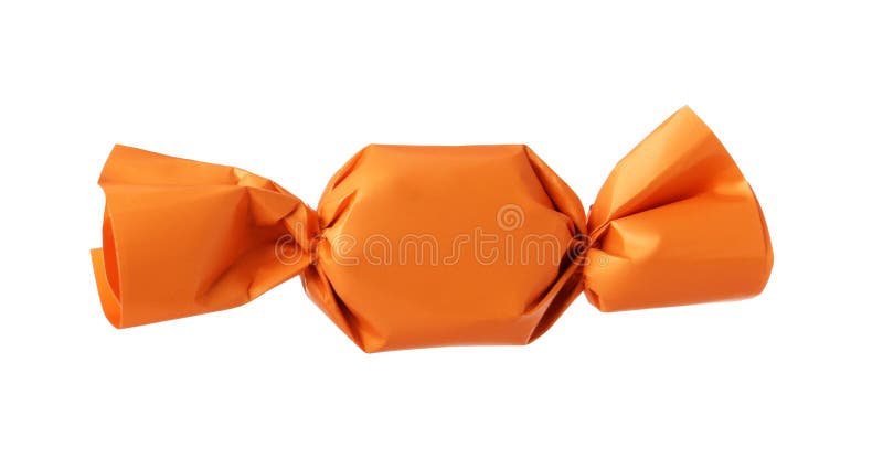 Delicious Candy in Orange Wrapper Isolated on White Stock Image - Image ...