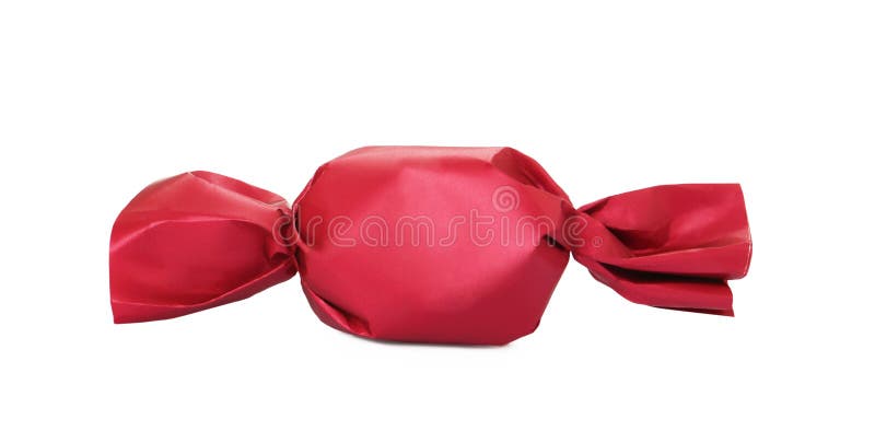 Delicious Candy in Red Wrapper Isolated on White Stock Photo - Image of ...