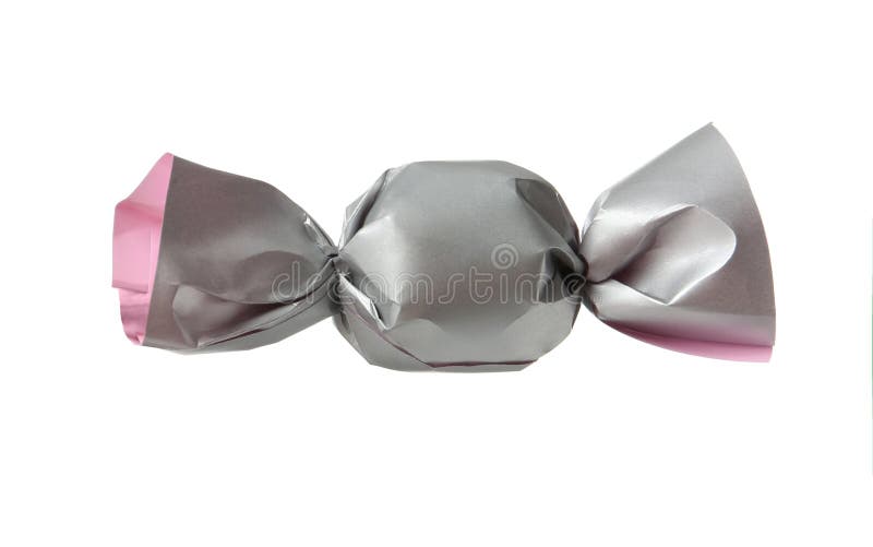 Delicious Candy in Silver Wrapper Isolated on White Stock Image - Image ...