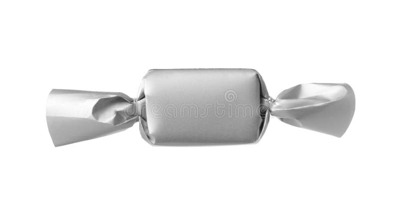 Delicious Candy in Silver Wrapper Isolated on White Stock Image - Image ...
