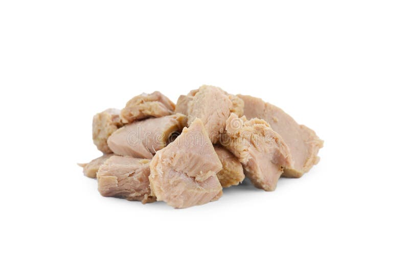 Delicious Canned Tuna Chunks Isolated on White Stock Image - Image of ...
