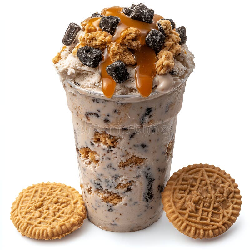 Delicious Caramel Cookie Crumble Ice Cream Dessert in a Cup Stock ...