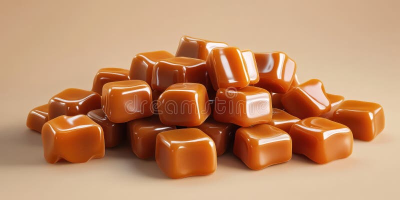 Delicious Caramel Cubes Arranged in an Appealing Stack on a Smooth ...