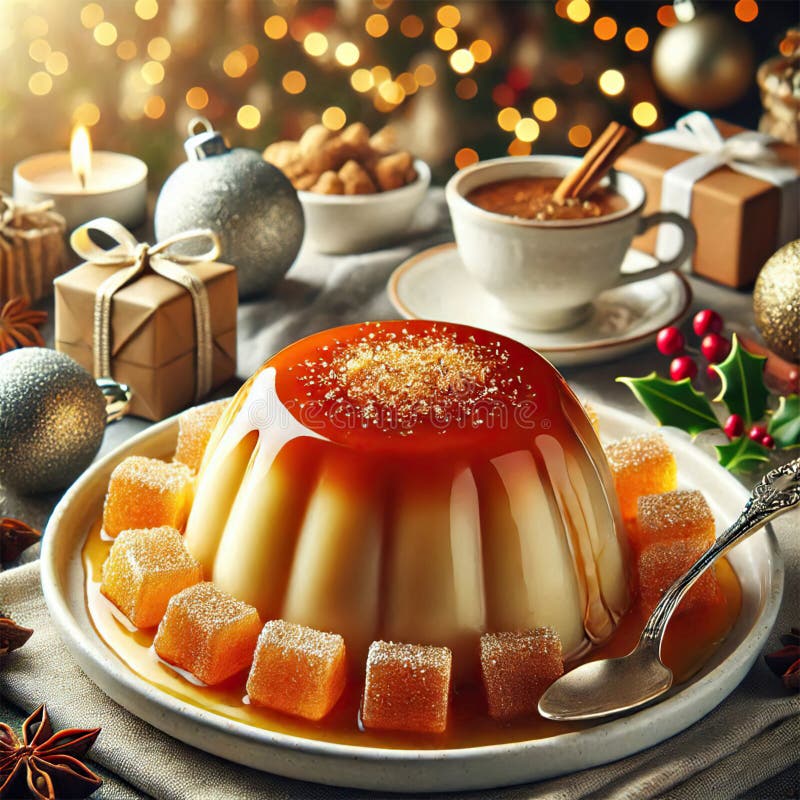 Delicious Caramel Pudding, Perfect for the Holidays. Stock Illustration - Illustration of creamy ...
