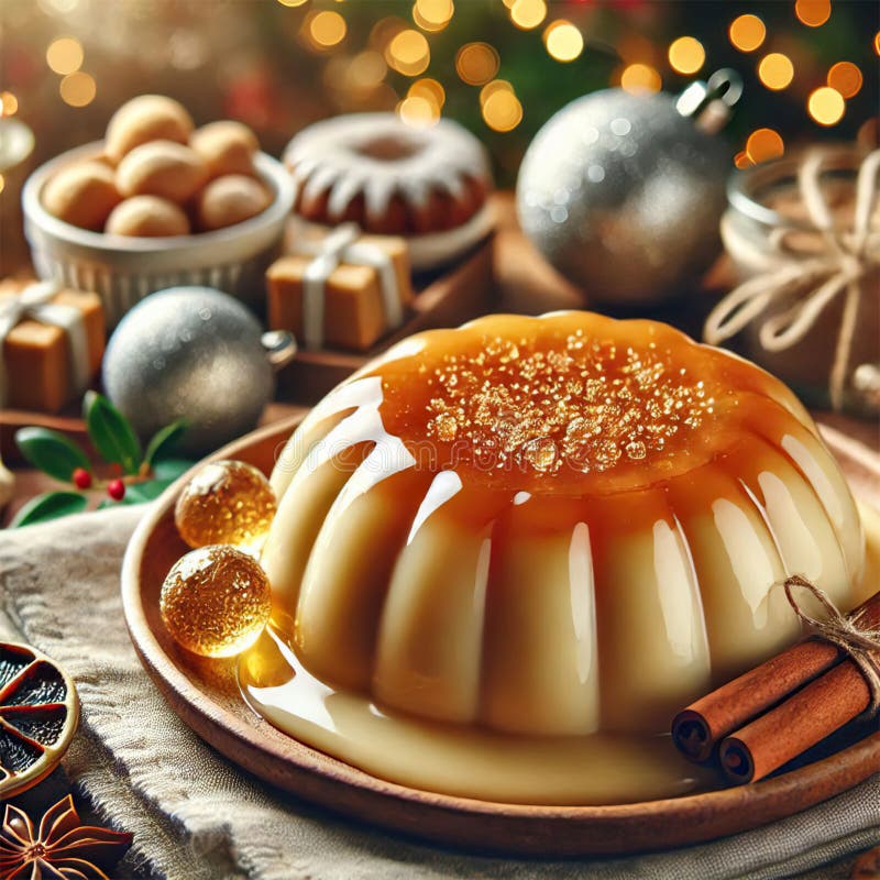 Delicious Caramel Pudding, Perfect for the Holidays. Stock Illustration - Illustration of golden ...