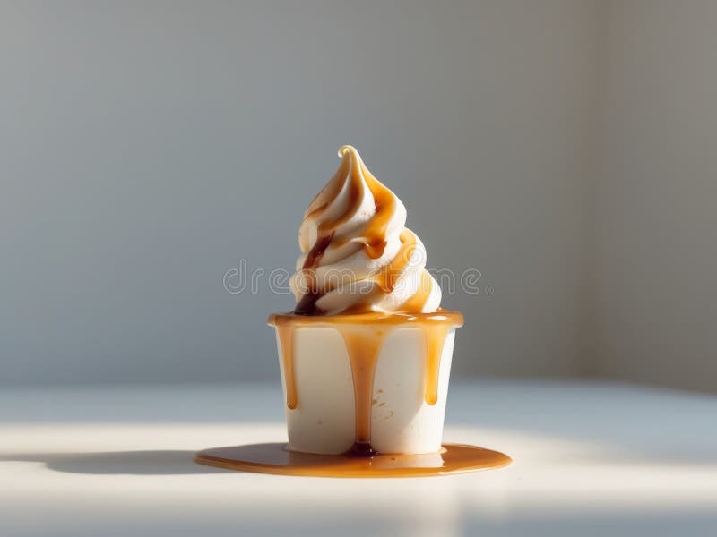 Delicious Caramel Vanilla Soft Serve Ice Cream Cups Stock Photo - Image ...