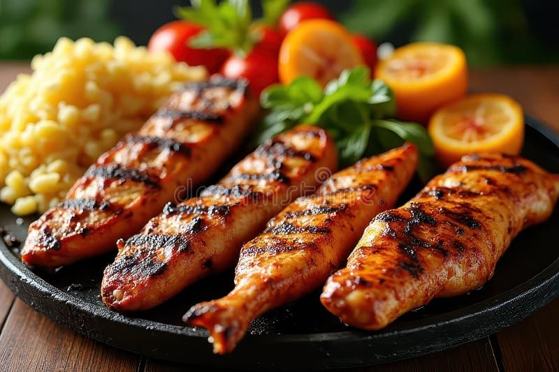 Delicious Caribbean-Style Grilled Meal Stock Illustration ...