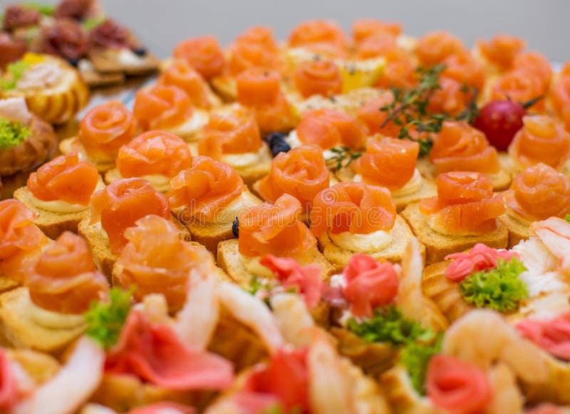 Delicious Catering Canapes on a Buffet Table Stock Photo - Image of ...