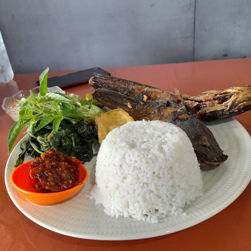 Delicious catfish pecel stock photo. Image of chili - 340283186