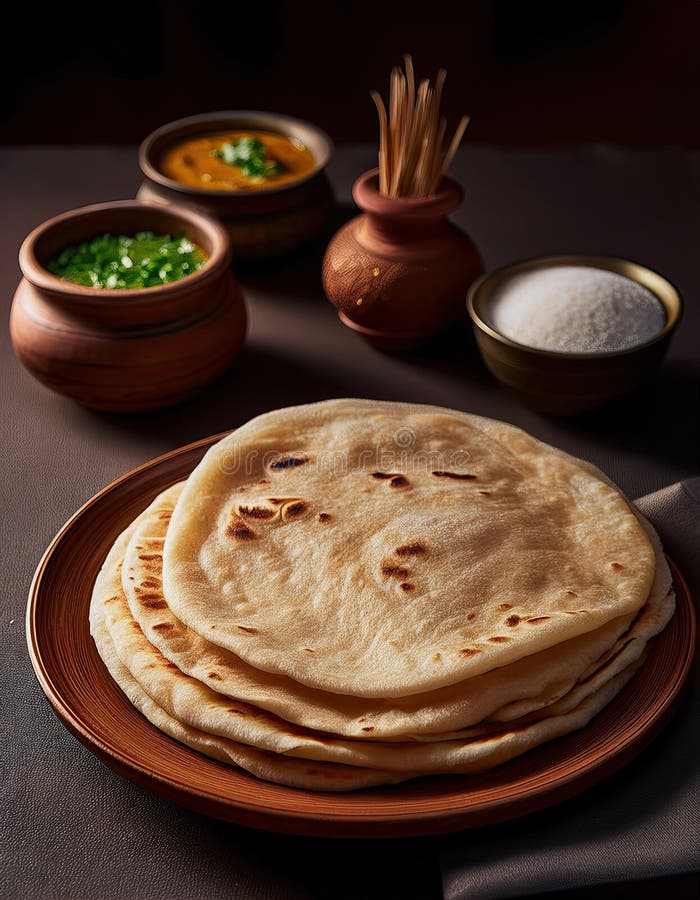 Delicious Chapati Served with Aromatic Curry and Spices in a ...