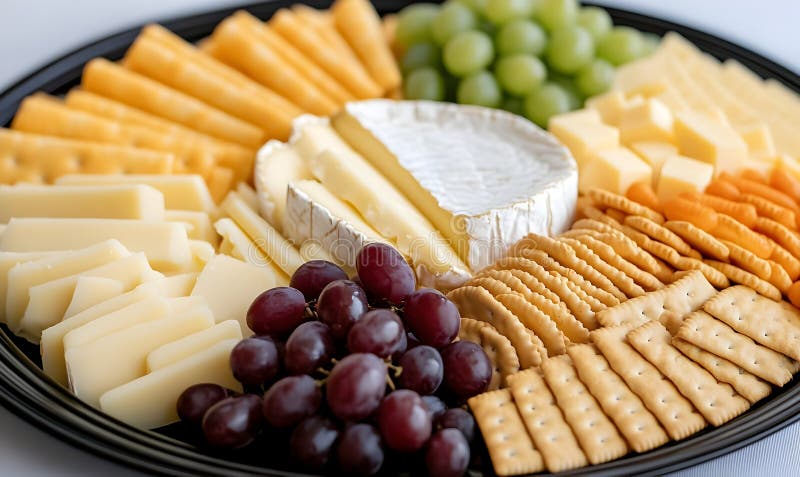 Cheese & Cracker Platter Stock Illustration - Illustration of party ...