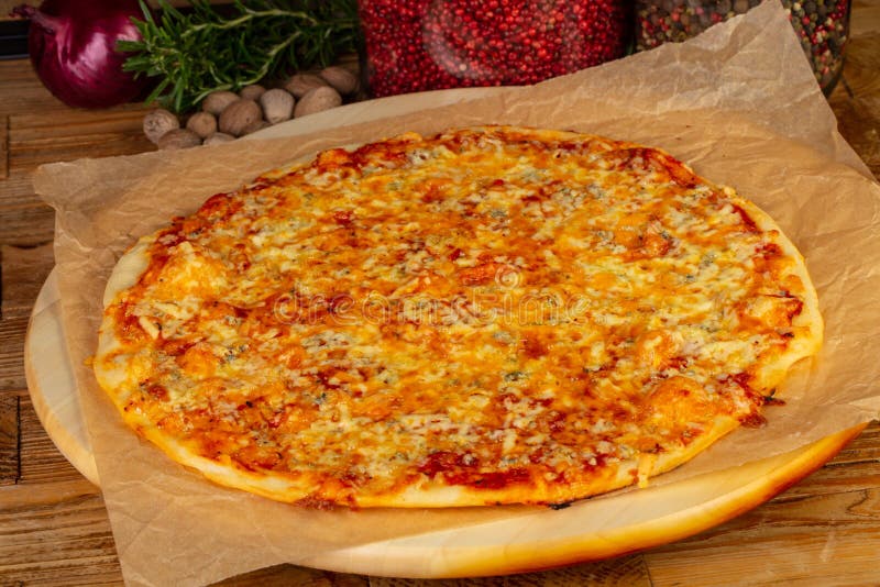Delicious "4 Cheese " Pizza Stock Image - Image of cheese, lunch: 117831817