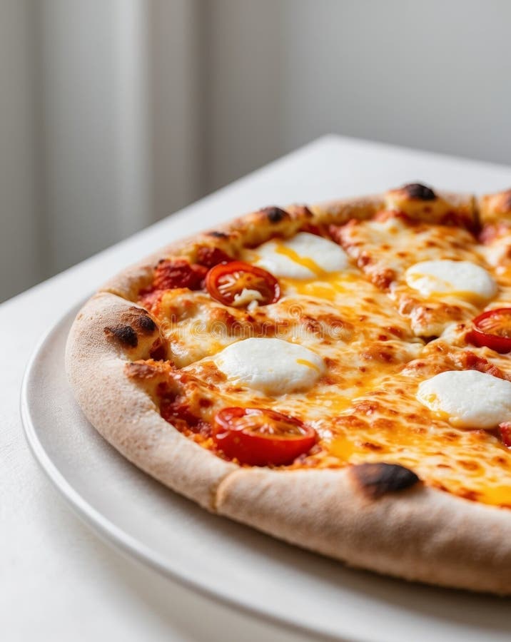 Delicious Cheese Pizza with Bubbling Texture Stock Image - Image of ...