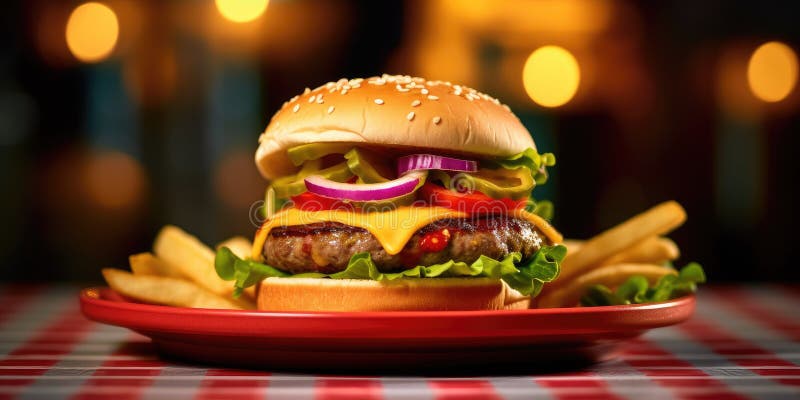 Delicious Cheeseburger Close-up. Fast Food. Menu Stock Photo - Image of ...