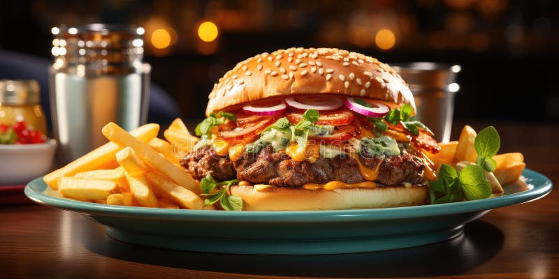 Delicious Cheeseburger Close-up. Fast Food. Menu Stock Photo - Image of ...