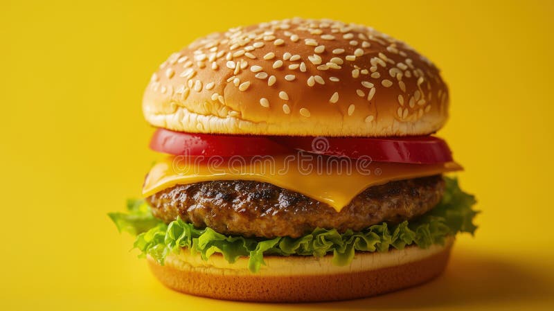 Delicious Cheeseburger on Solid Background Stock Photo - Image of ...