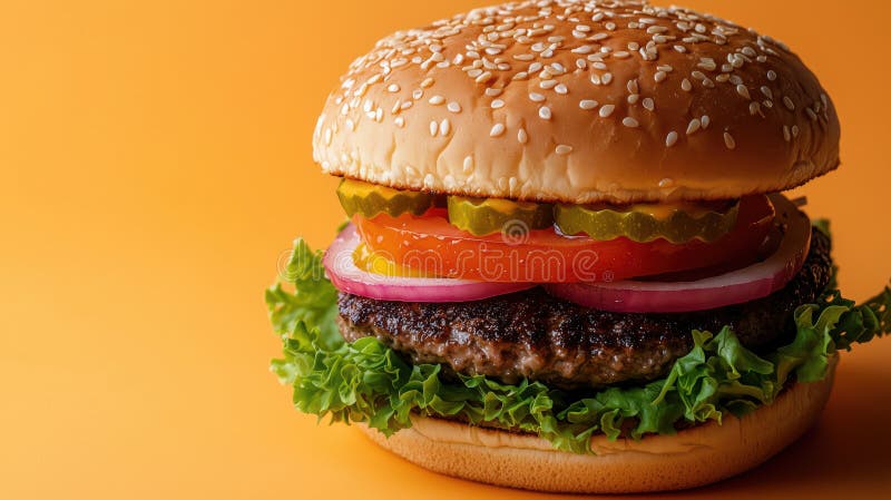 Delicious Cheeseburger on Solid Background Stock Image - Image of ...