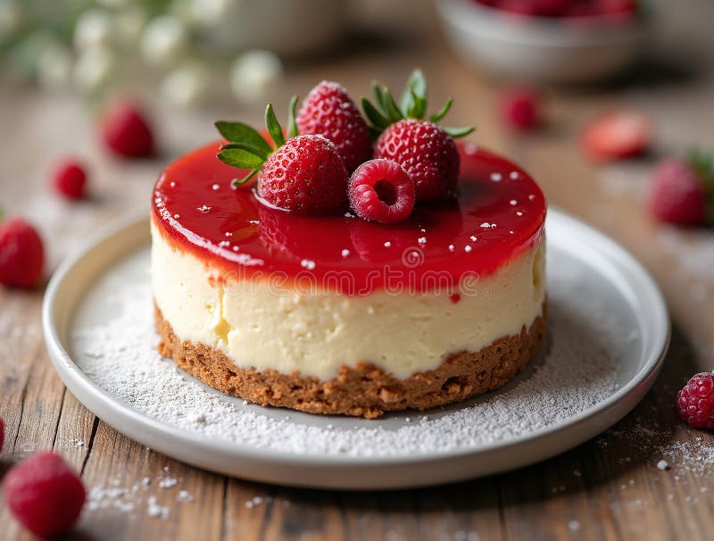 Delicious Cheesecake with Strawberries and Raspberries Stock ...