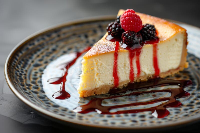 Delicious Cheesecake Topped with Fresh Berries and Drizzled with ...