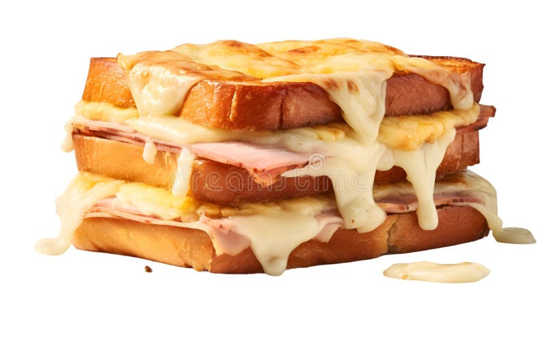 Delicious and Cheesy Ham Sandwich Isolated on a White Background. Stock ...