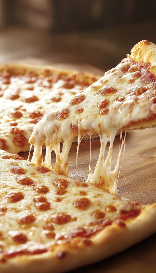 Delicious Cheesy Pizza with a Slice Being Lifted, Fresh from the Oven ...