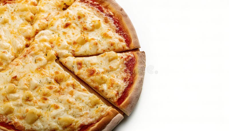 Delicious Cheese Pizza on Isolated on White Background with Copy Space ...