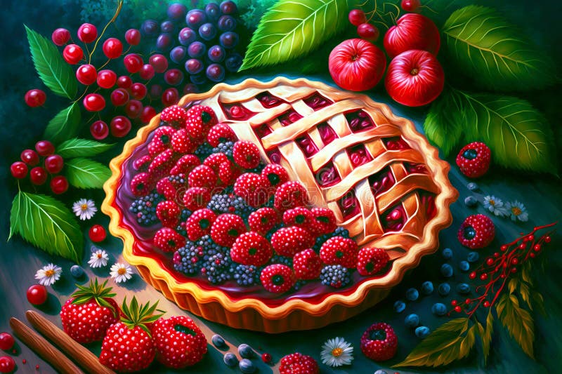 Delicious Cherry Pie with Jam and Various Forest Berries Stock ...