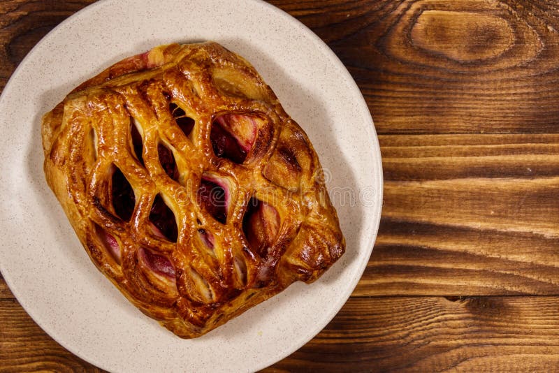Delicious Cherry Strudel on Wooden Table Stock Photo - Image of cherry ...