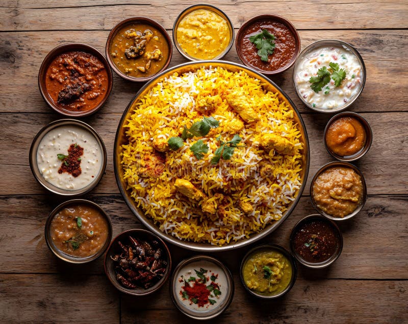 Delicious Chicken Biryani with Assorted Indian High Quality Image Stock ...