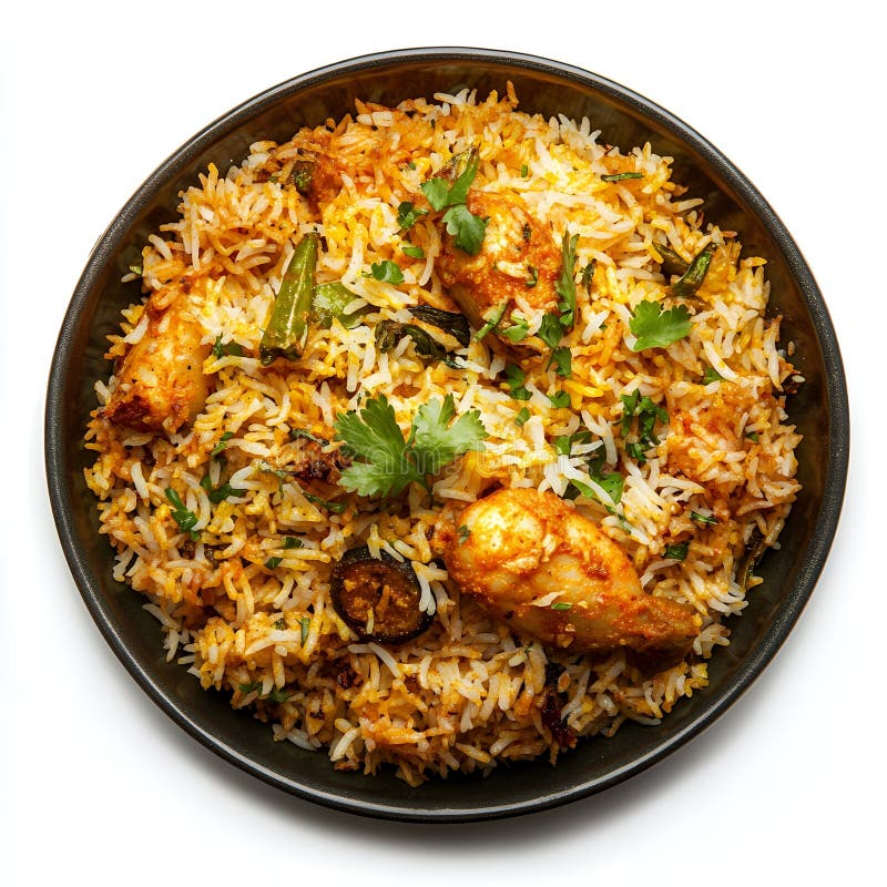 Delicious Chicken Biryani Rice Dish in a Bowl Top View Stock ...