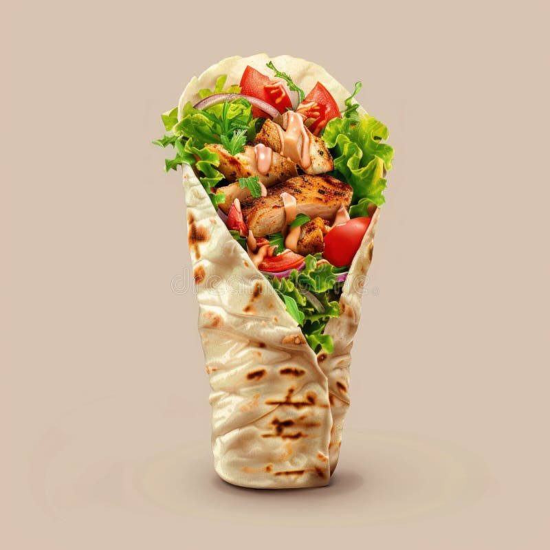 Delicious Chicken Shawarma Wrap. Generative Ai Stock Illustration ...
