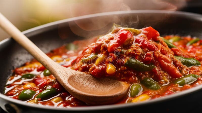 Delicious Chilli in a Pan, Prepared To Serve with a Soft Focus Effect ...