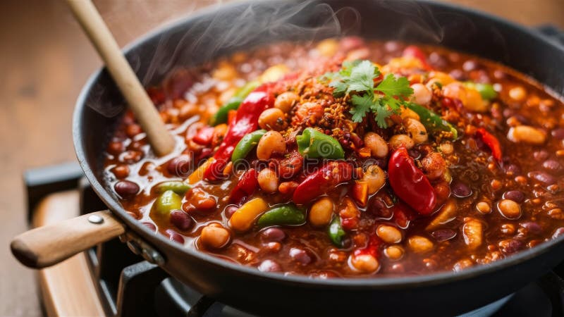 Delicious Chilli in a Pan, Prepared To Serve with a Soft Focus Effect ...