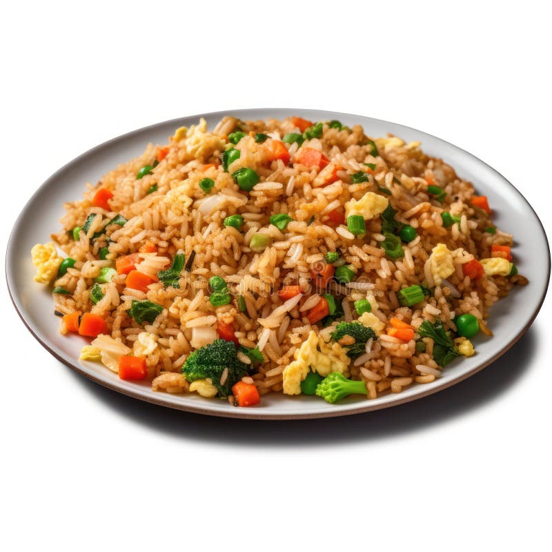 Delicious Chinese Egg Fried Rice with Vegetables on a Plate. Stock ...