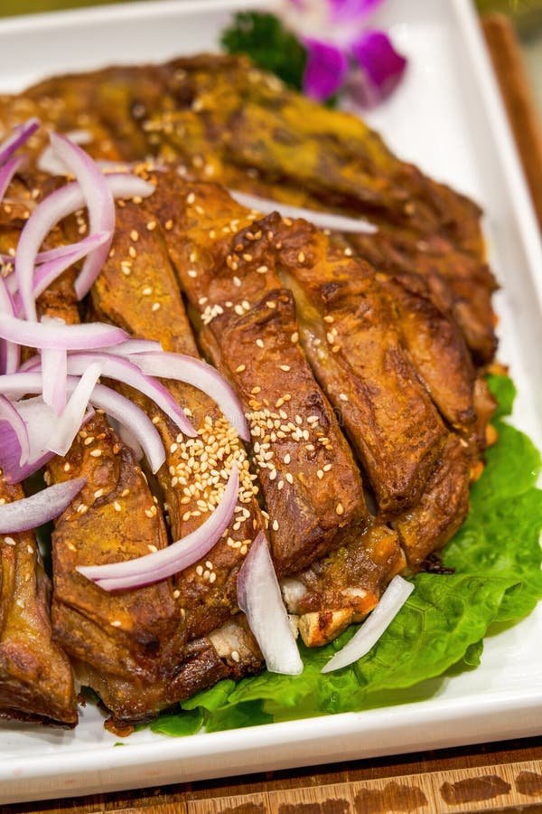 A Delicious Chinese Xinjiang Dish, Grilled Lamb Chops Stock Photo ...