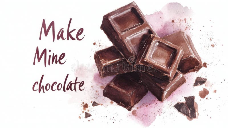 Make Mine Chocolate Delicious Chocolate Bars on Artistic Watercolor ...