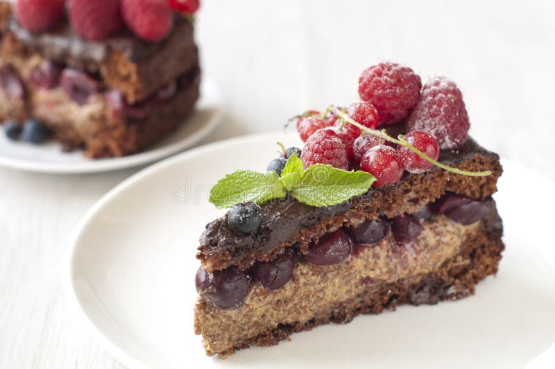 Delicious Chocolate Cake with Berries Stock Image - Image of chocolate ...