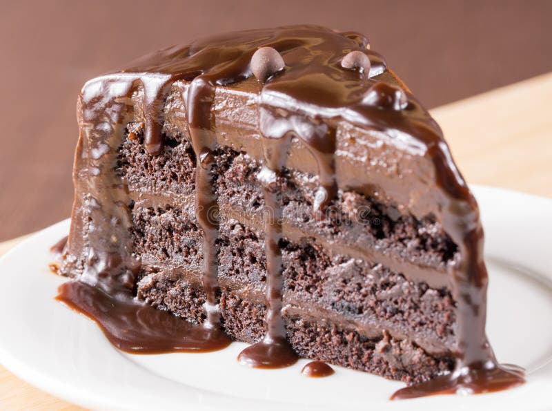 Delicious Chocolate Cake on Plate Stock Photo - Image of food, brown ...