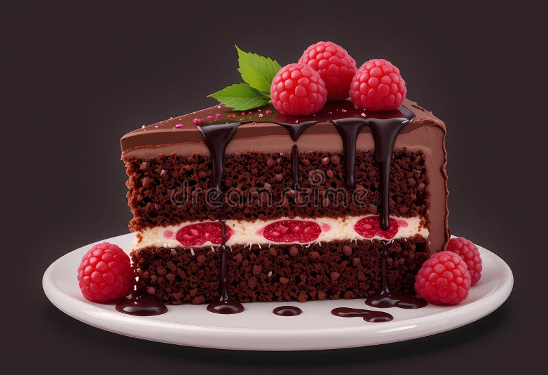 Delicious Chocolate Cake with Raspberry Filling and Ganache Stock ...