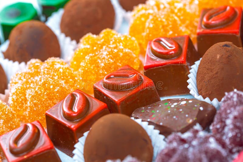 Delicious Chocolate Candies Stock Photo - Image of calorie, covered ...