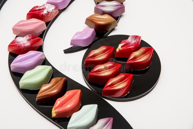 Delicious Chocolate Candies, Close Up, Different Colors Stock Photo ...