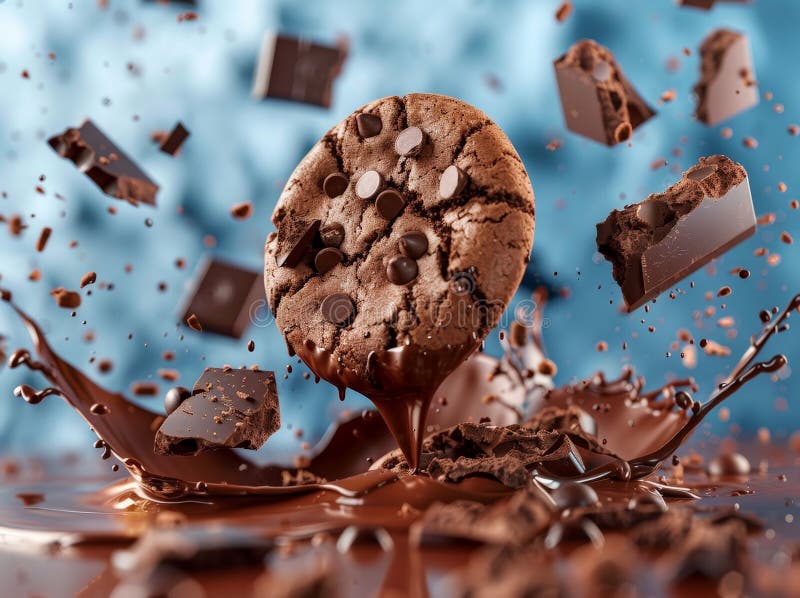 Delicious Chocolate Chip Cookie with Chocolate Splash Stock ...