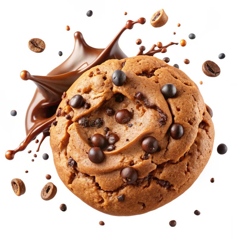 Delicious Chocolate Chip Cookie with a Splash of Melted Chocolate Stock ...
